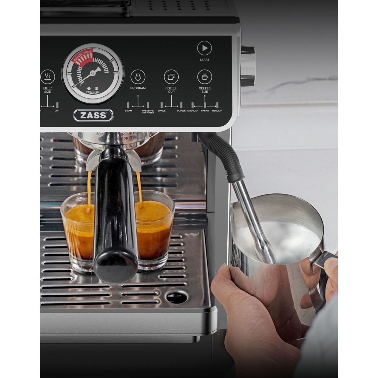 Кафе машина за еспресо ZASS Pro Line ZEM 11, полупрофесионална, Мощност ...