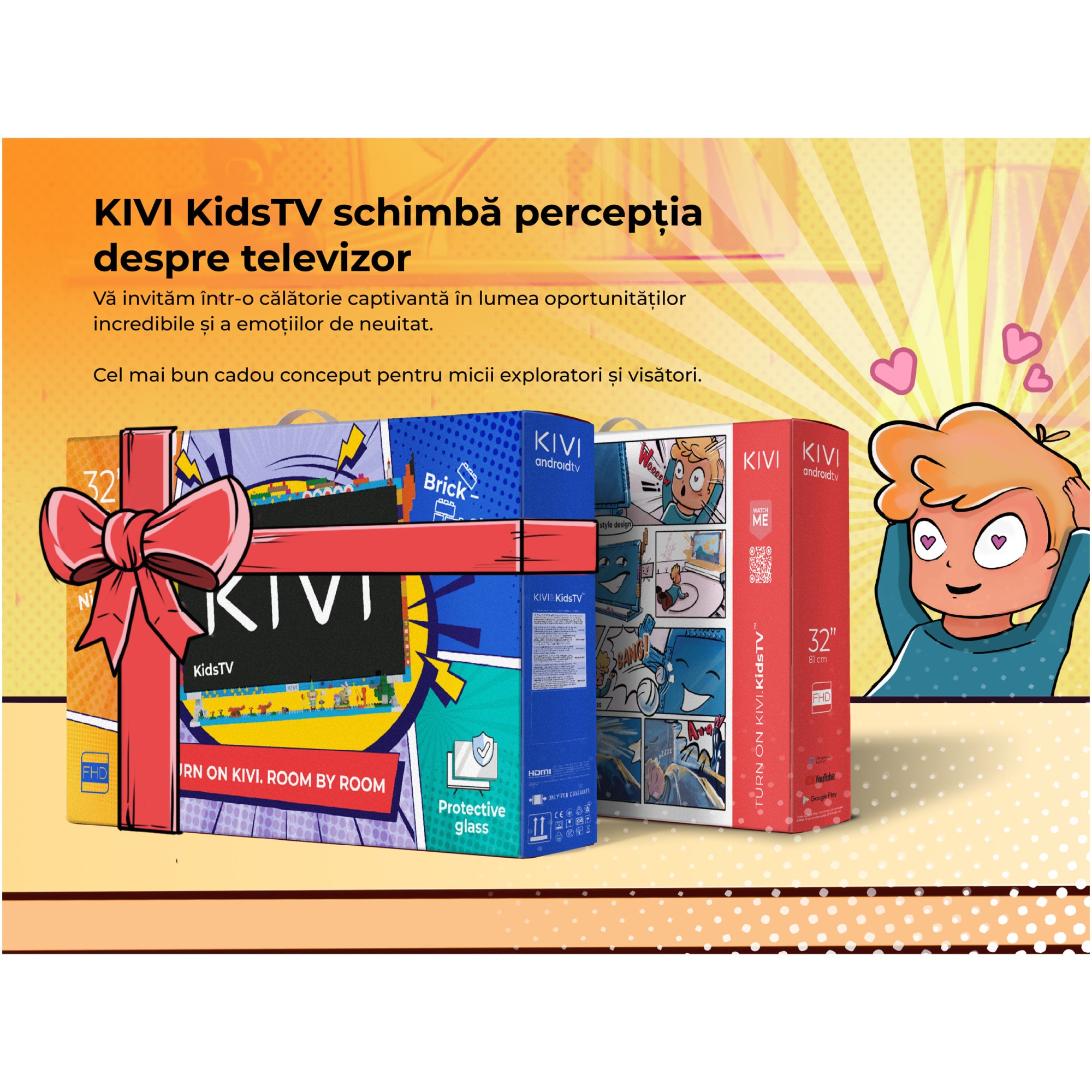 Televizor KIVI LED KIDSTV, 80 cm, Smart Android TV, Full HD, Clasa E - eMAG.ro