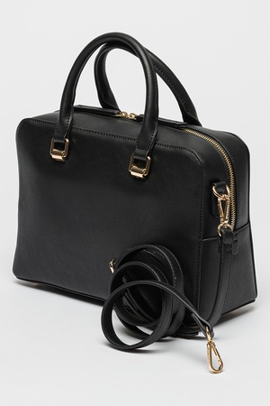 Valentino Bags, Geanta bowler de piele ecologica, Negru - eMAG.ro