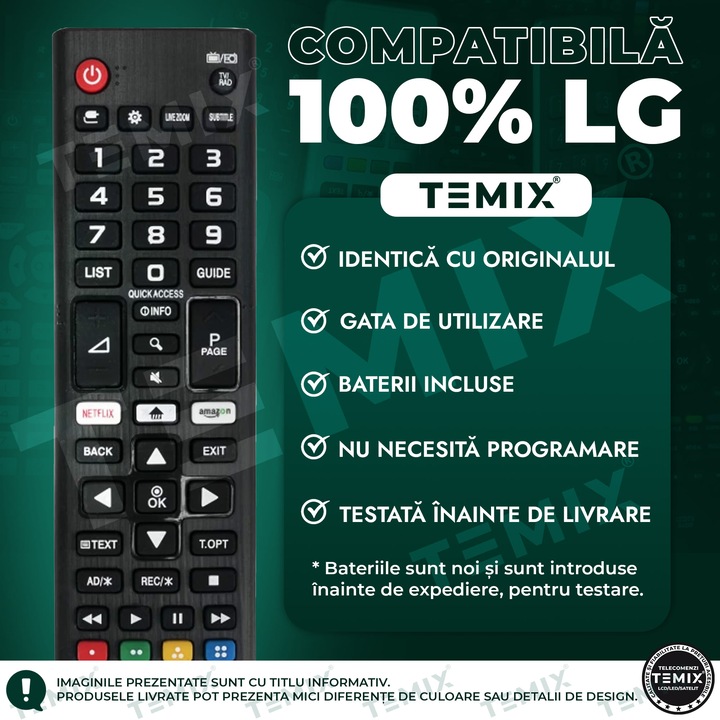 Telecomanda universala LG, compatibila cu toate televizoarele LG LCD/LED Smart, AKB75095308 ...