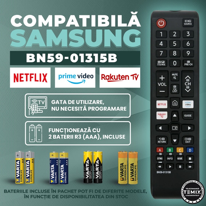 Telecomanda compatibila Samsung smart, BN59-01315B, butoane dedicate ...