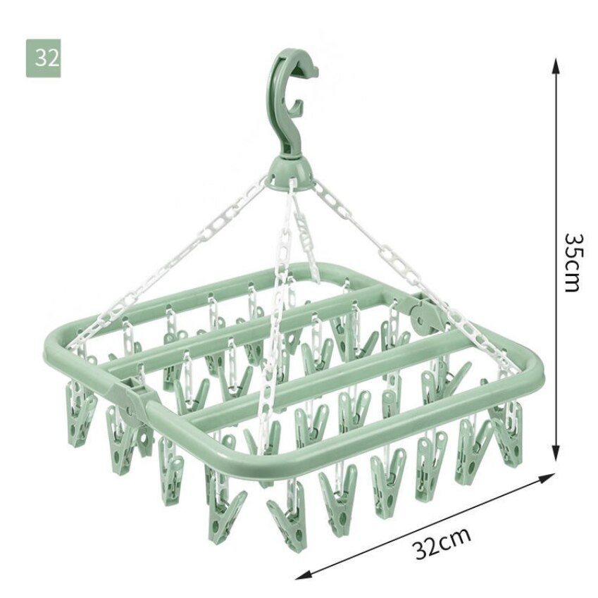 Uscator de rufe, Plastic, Pliabil, 32 cleme, Verde - eMAG.ro