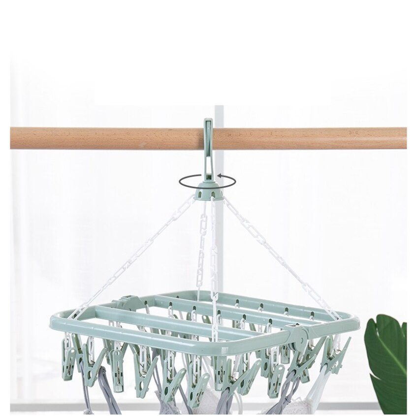 Uscator de rufe, Plastic, Pliabil, 32 cleme, Verde - eMAG.ro