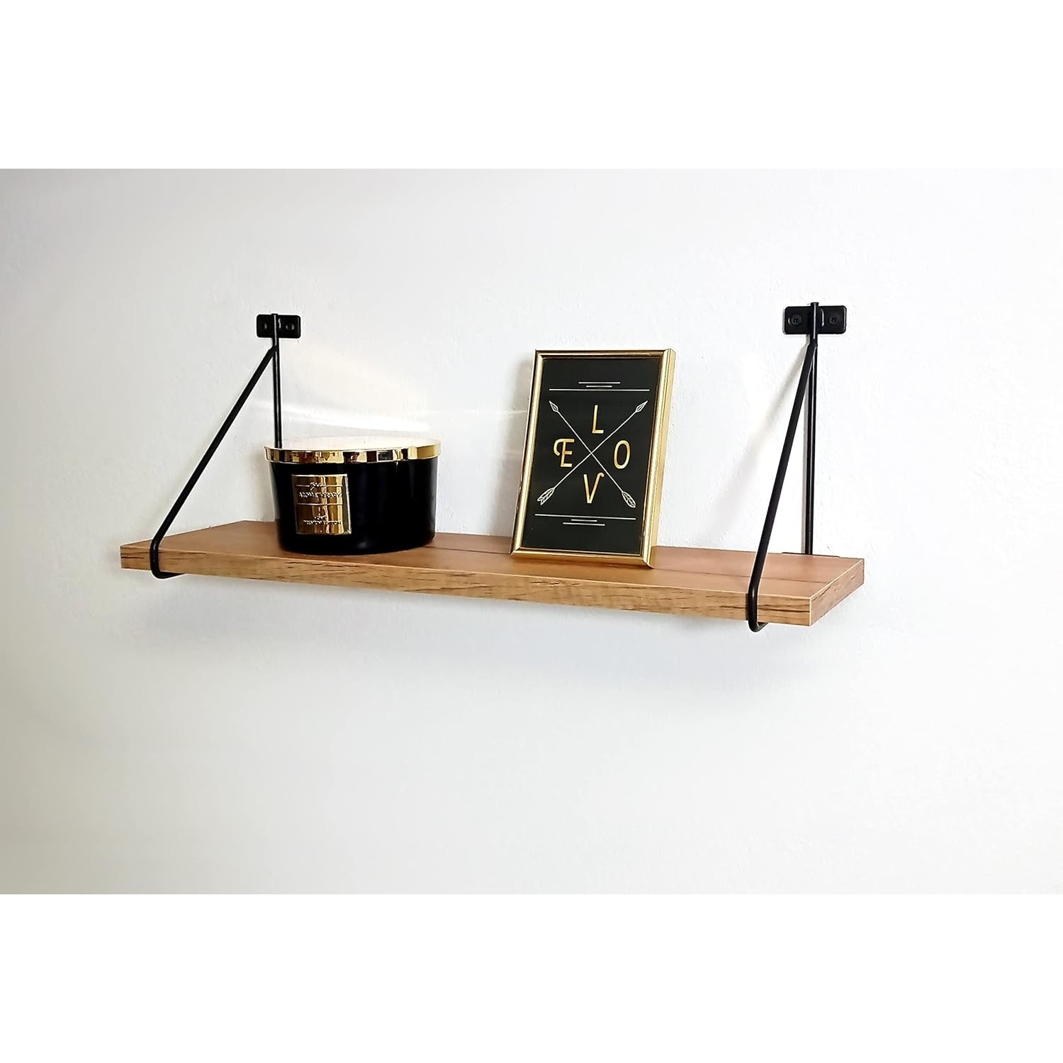 Set 2 Polite Suspendate cu Console Metalice, Wenge, 40 x 15 cm - eMAG.ro
