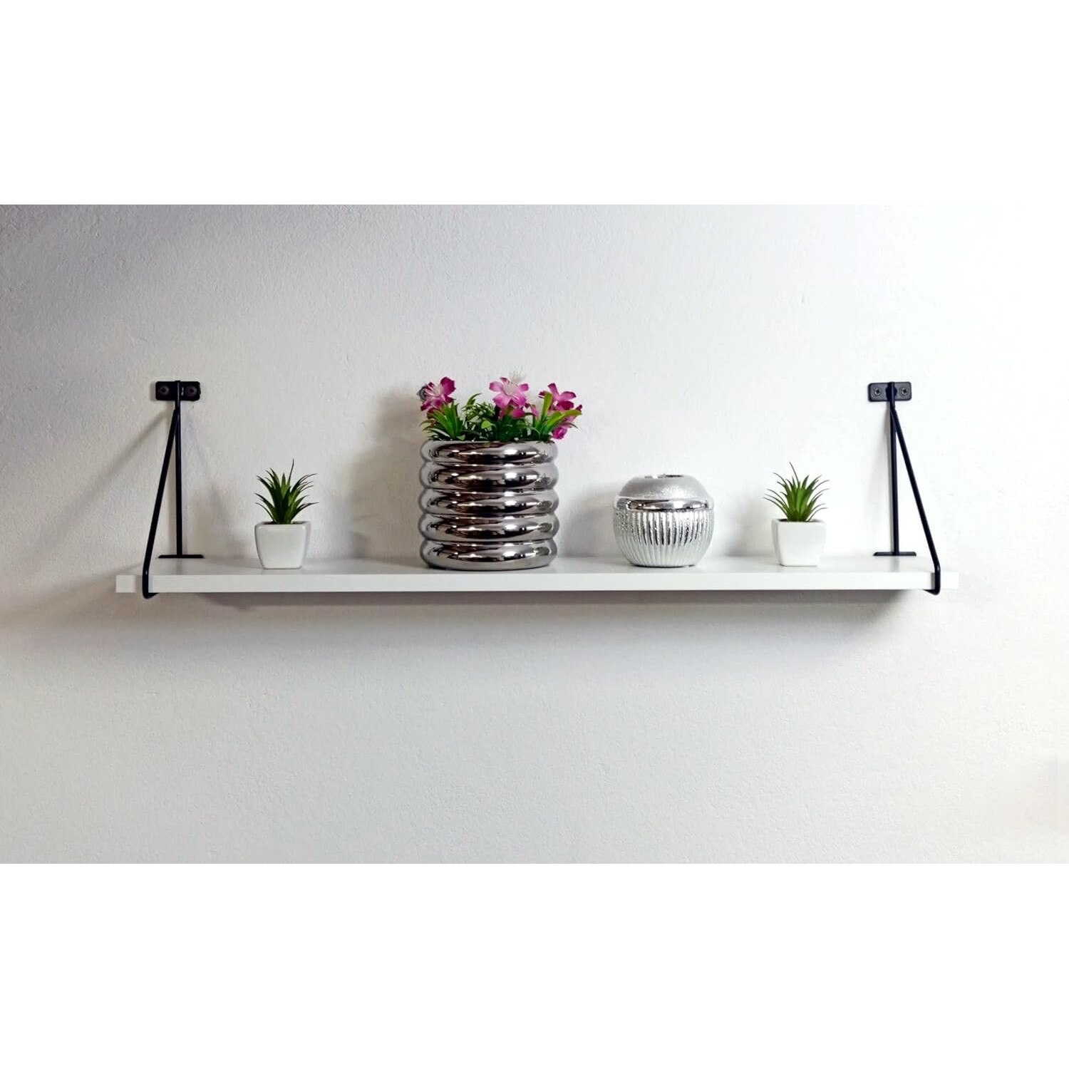 Set 2 Polite Suspendate cu Console Metalice, Alb, 100 x 15 cm - eMAG.ro