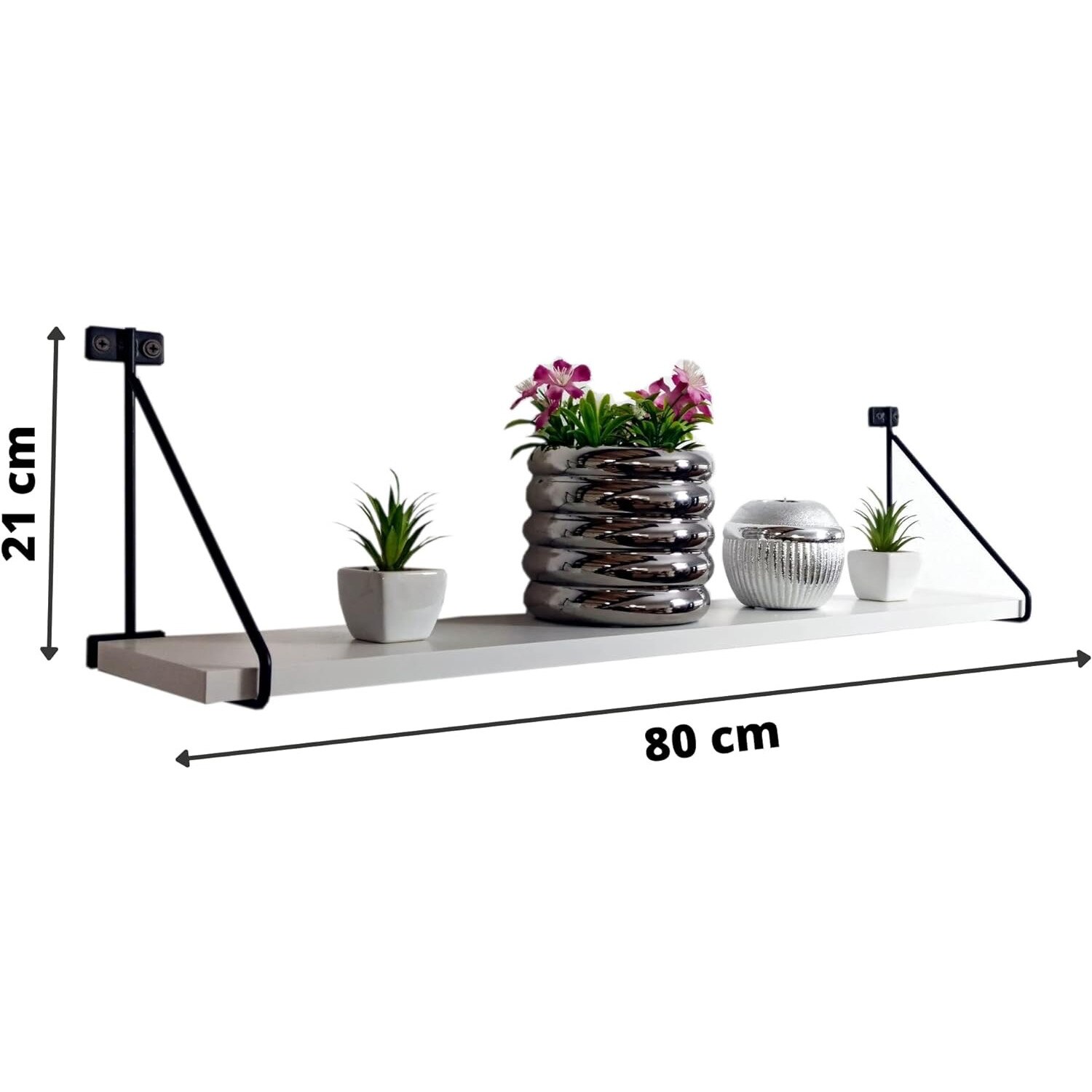 Set 2 Polite Suspendate cu Console Metalice, Alb, 80 x 15 cm - eMAG.ro