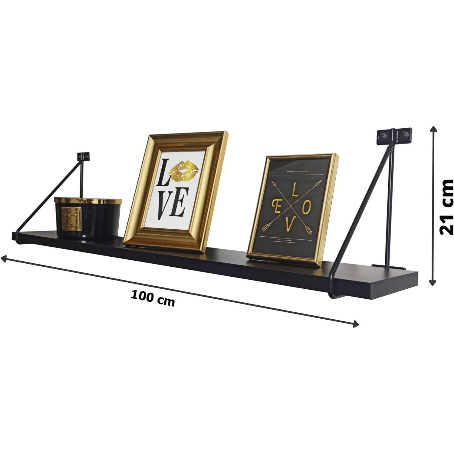 Set 2 Polite Suspendate cu Console Metalice, Negru, 100 x 15 cm - eMAG.ro