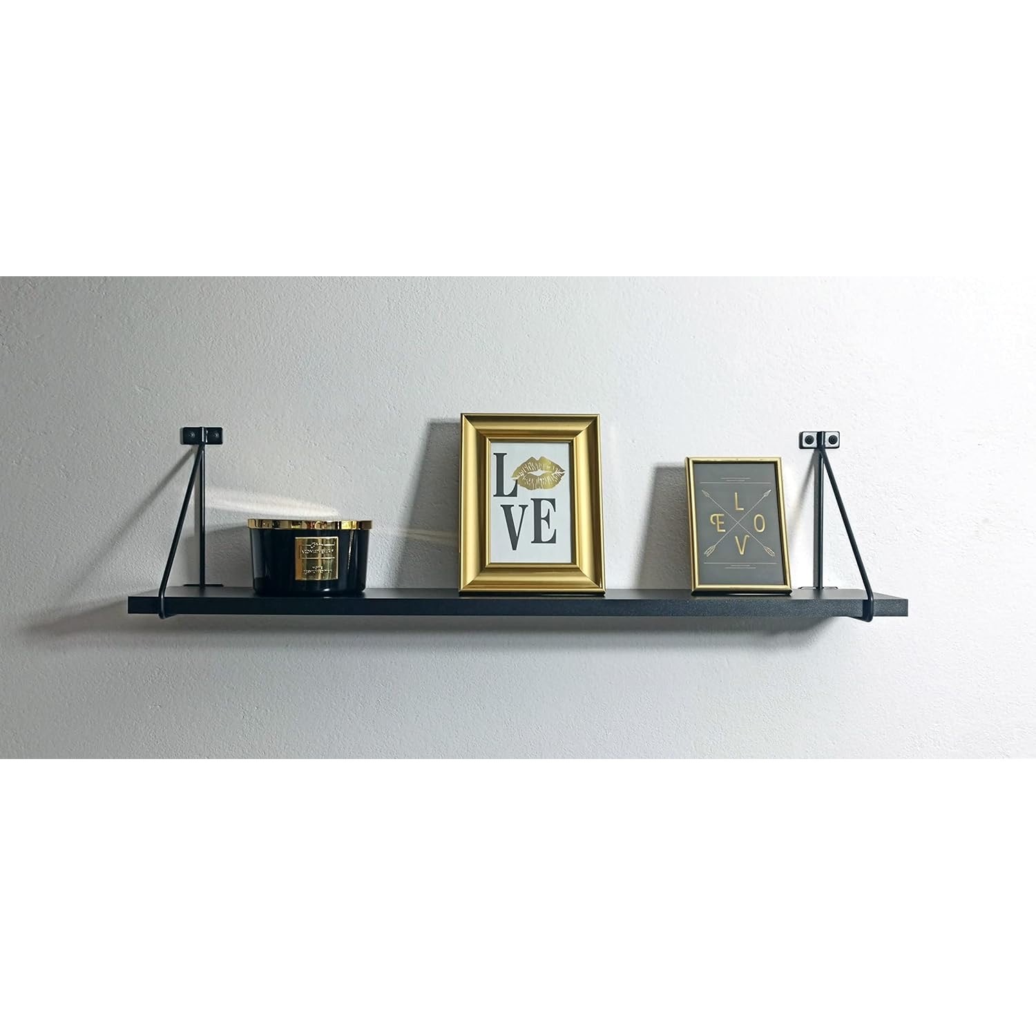 Set 2 Polite Suspendate cu Console Metalice, Negru, 80 x 15 cm - eMAG.ro