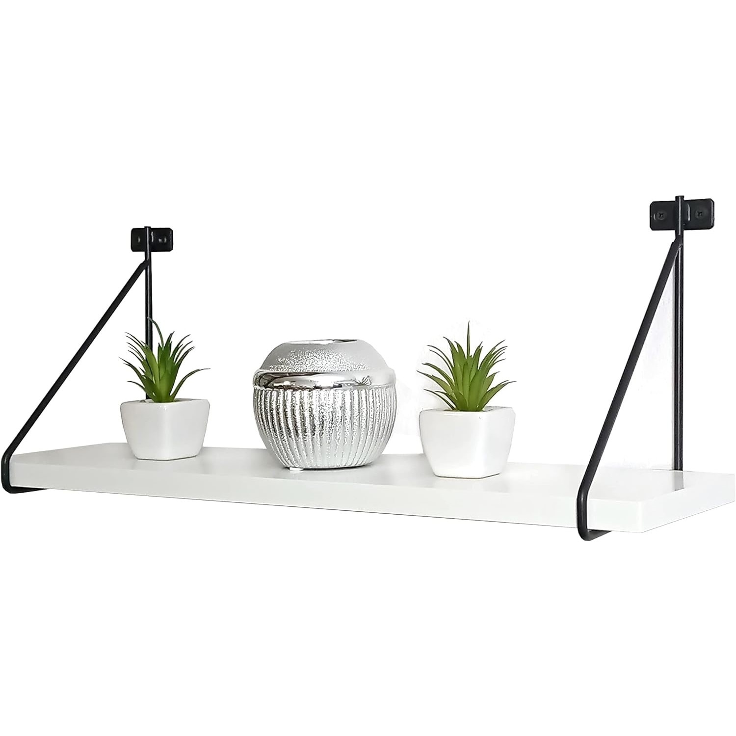 Set 2 Polite Suspendate cu Console Metalice, Alb, 60 x 15 cm - eMAG.ro