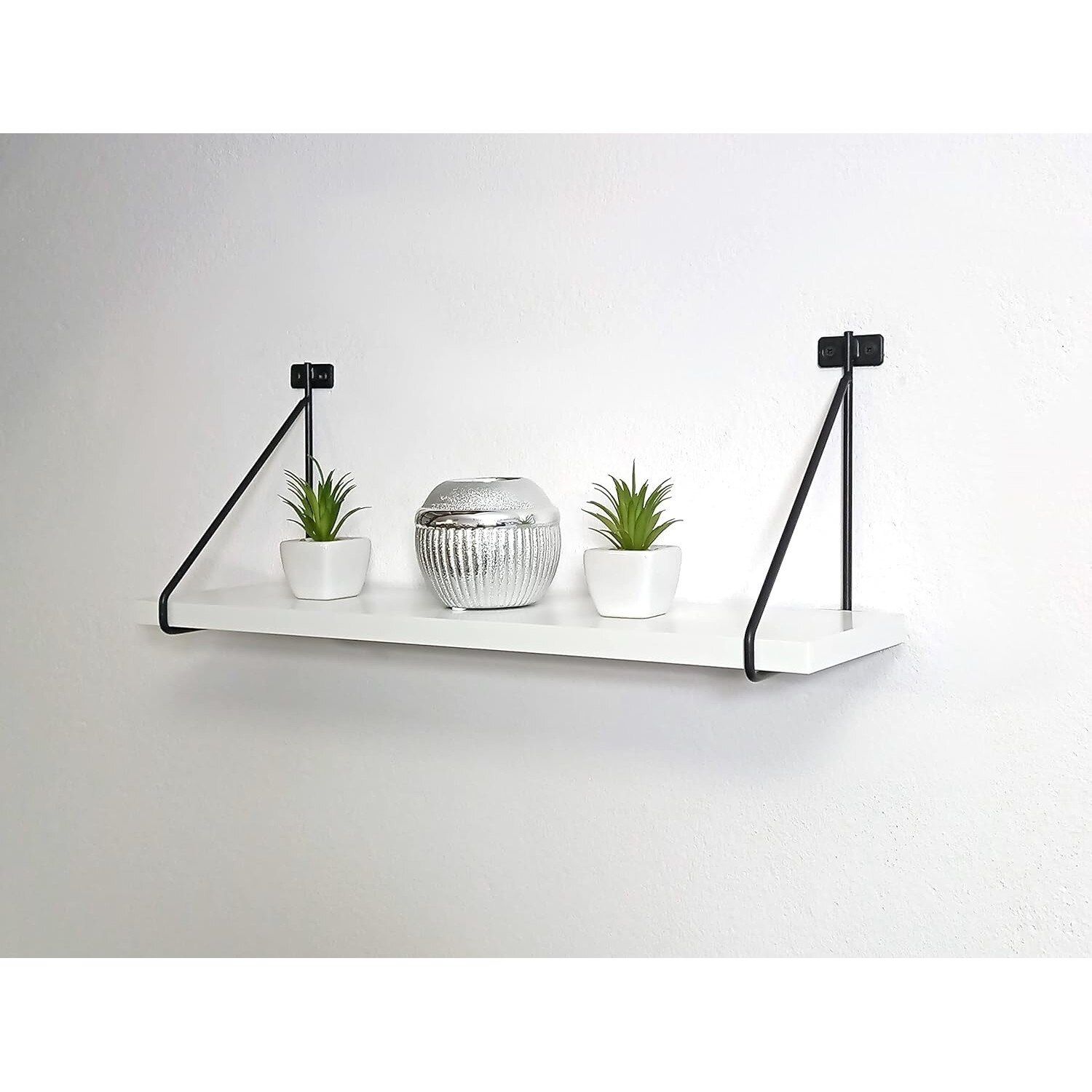 Set 2 Polite Suspendate cu Console Metalice, Alb, 60 x 15 cm - eMAG.ro