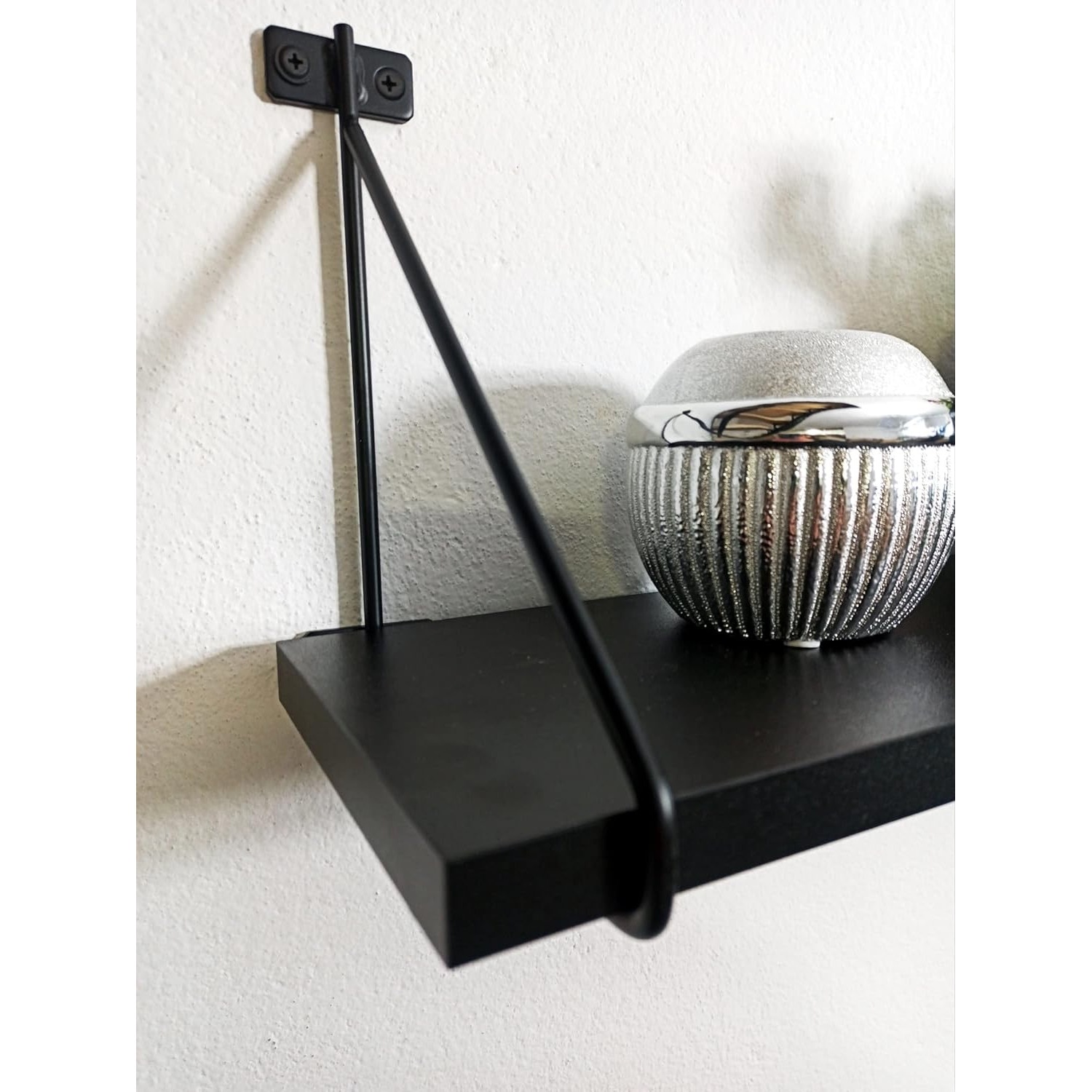 Set 2 Polite Suspendate cu Console Metalice, Negru, 40 x 15 cm - eMAG.ro