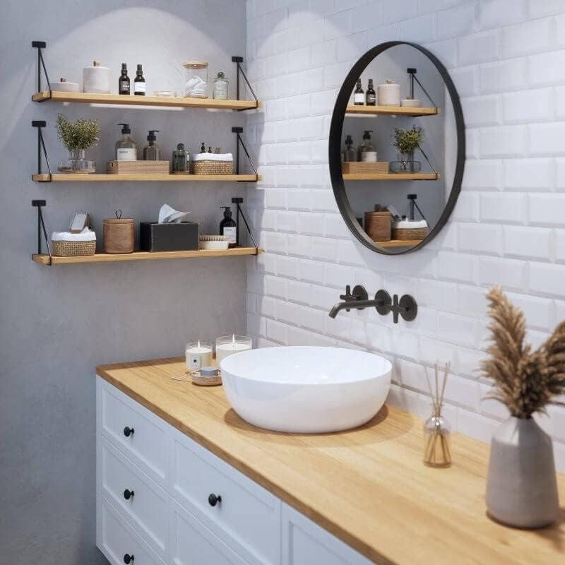 Set 2 Polite Suspendate cu Console Metalice, Wenge, 100 x 15 cm - eMAG.ro