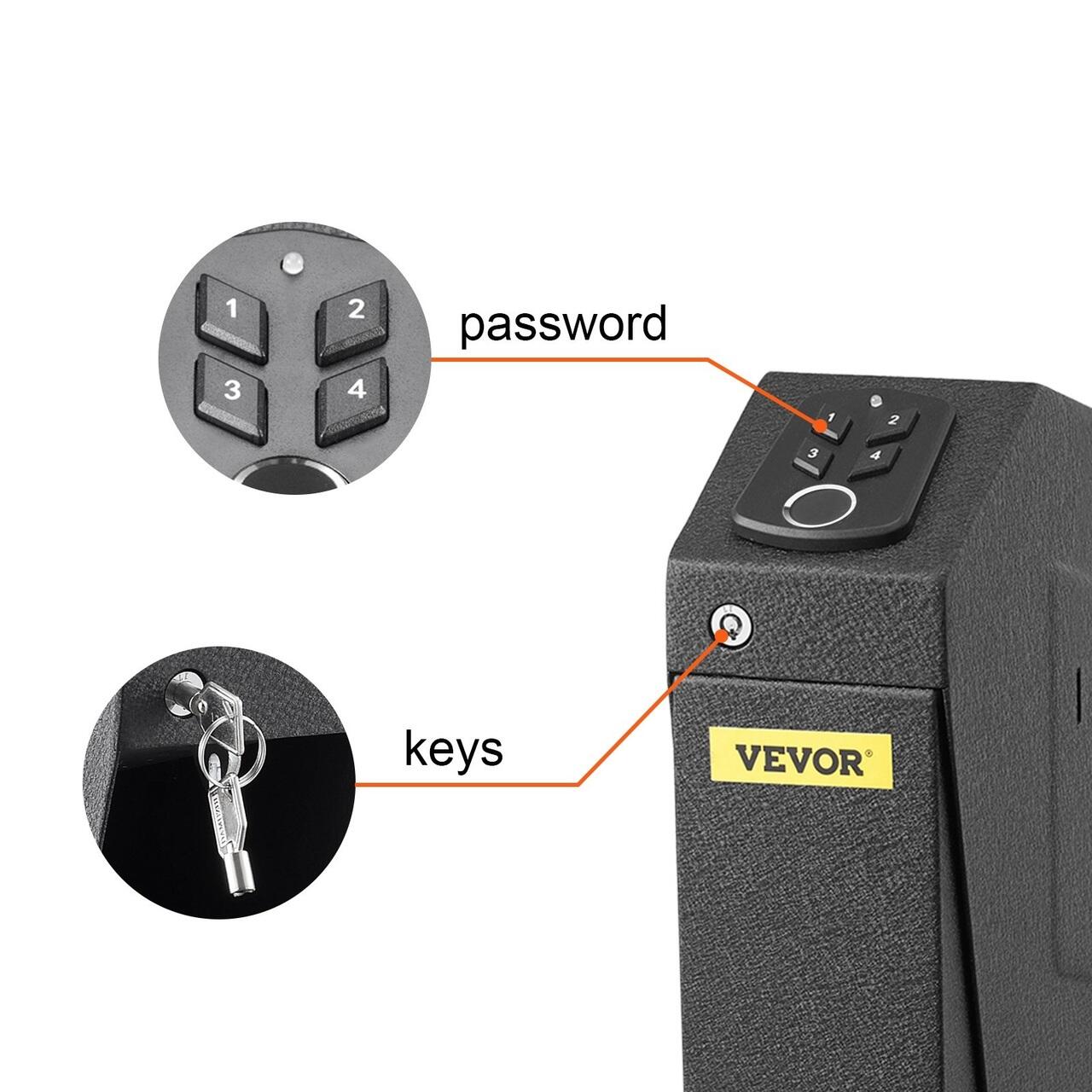 Seif pentru pistol, Amprenta digitala, cifru, cheie, 193 X 74 X 355 mm ...