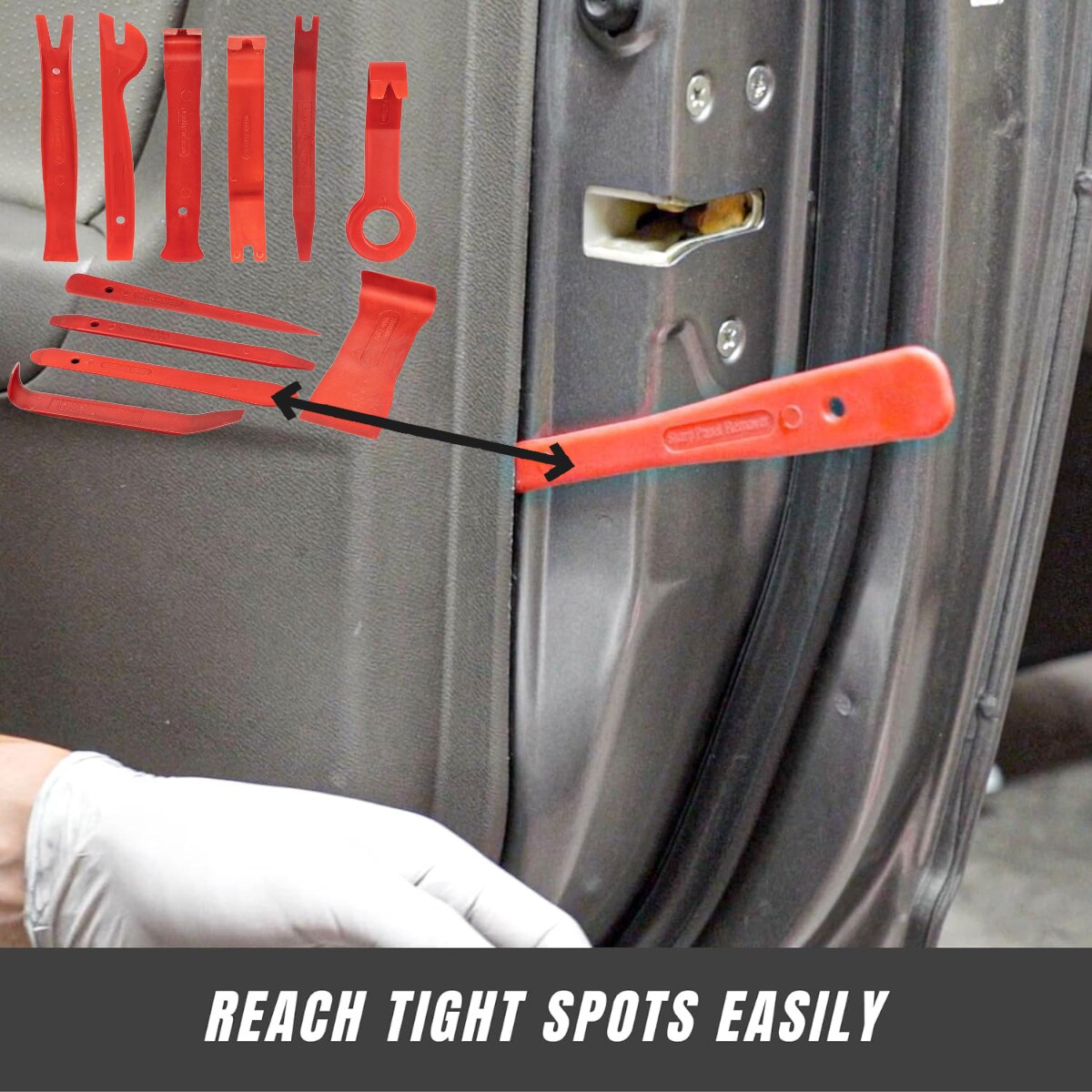 Set 11 ustensile pentru scoatere clipsuri, fete de usi, bord masina, inclusa husa transport si ...