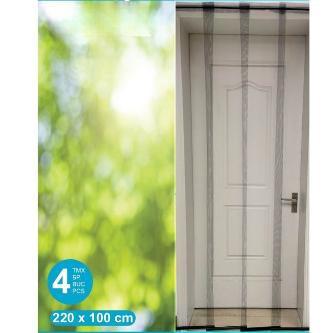 Plasa pentru usa anti insecte 4 piese, tip perdea, neagra, 100x220cm ...