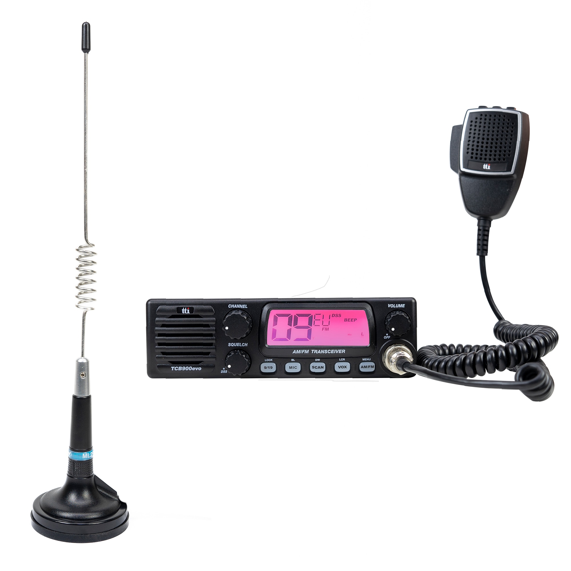 Statie radio CB TTi TCB-900 EVO, DSS, Mic Gain, 12-24V si antena CB PNI ...