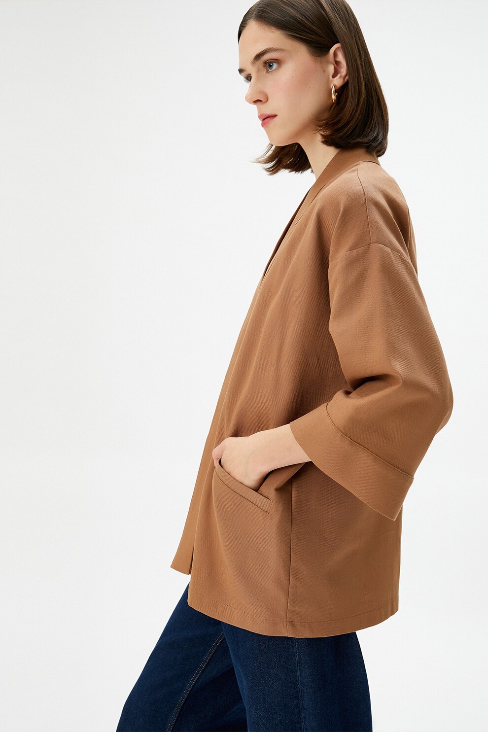 KOTON, Sacou-chimono cu maneci cazute, Maro, 36 - eMAG.ro