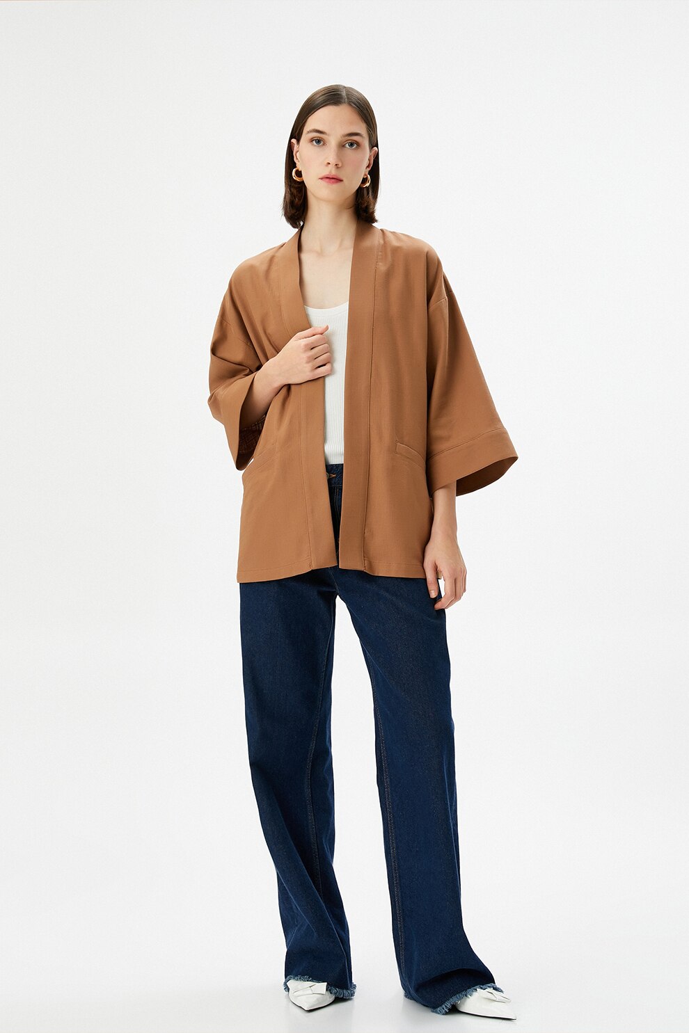 KOTON, Sacou-chimono cu maneci cazute, Maro, 36 - eMAG.ro