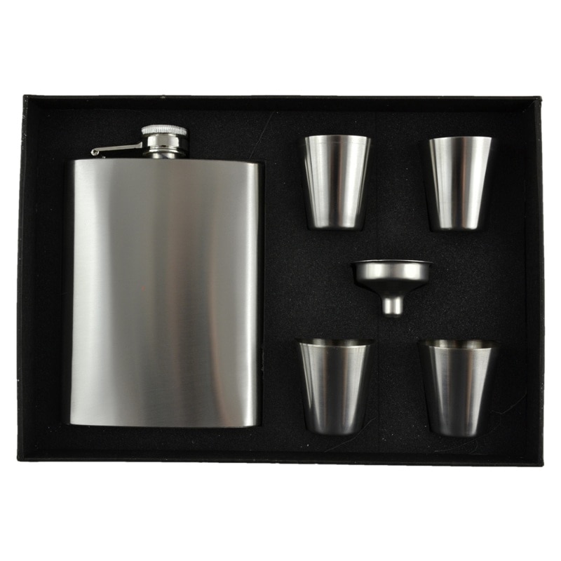 Set plosca cu 4 pahare si o palnie inox - eMAG.ro