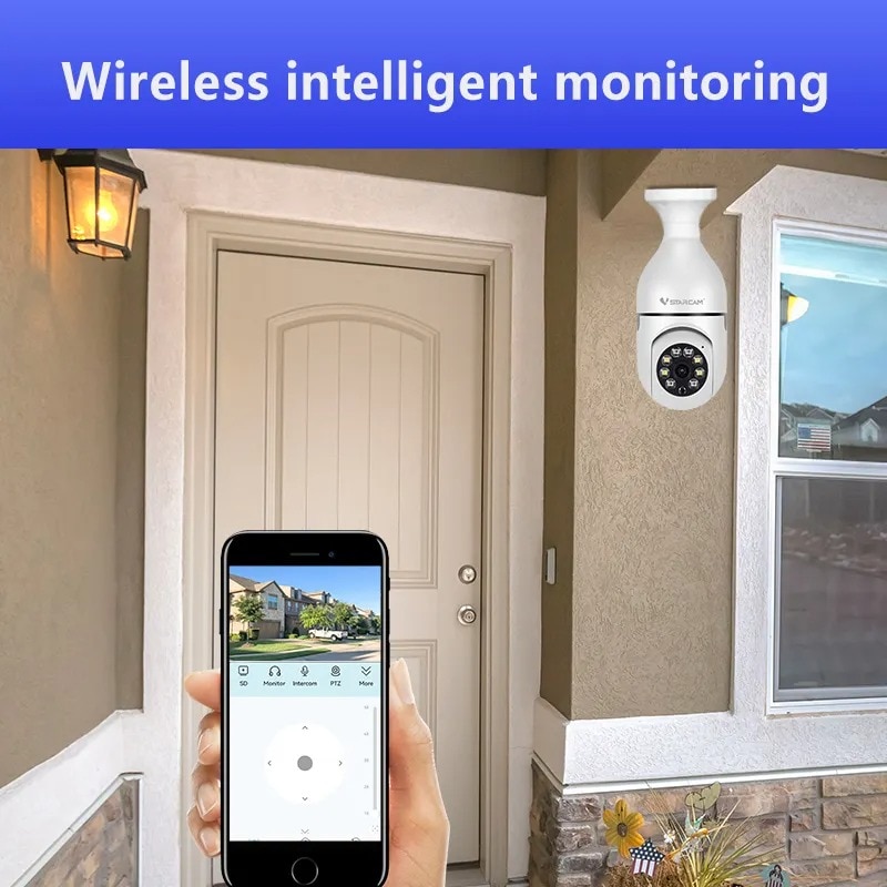 Camera supraveghere tip bec, Wi-Fi, Speed Dome cu iluminare duala, 3 MP ...