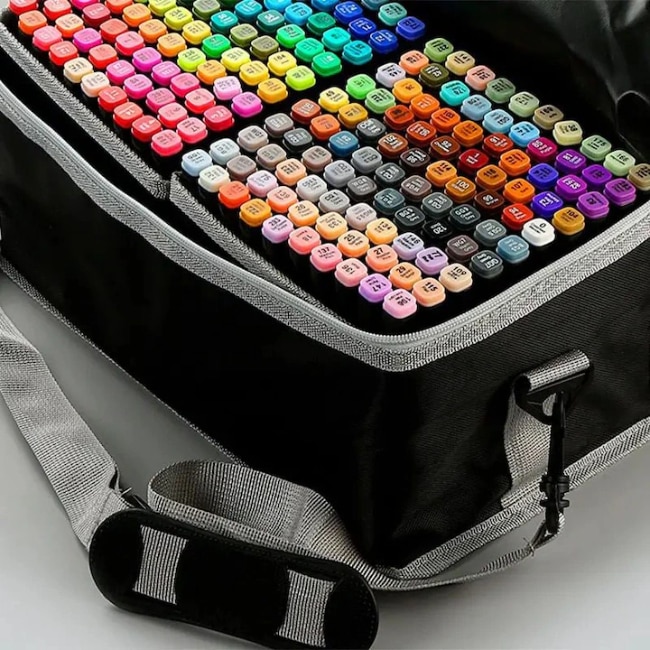 Set 262 markere, Touch, 2 varfuri cu grosimi diferite, geanta ...