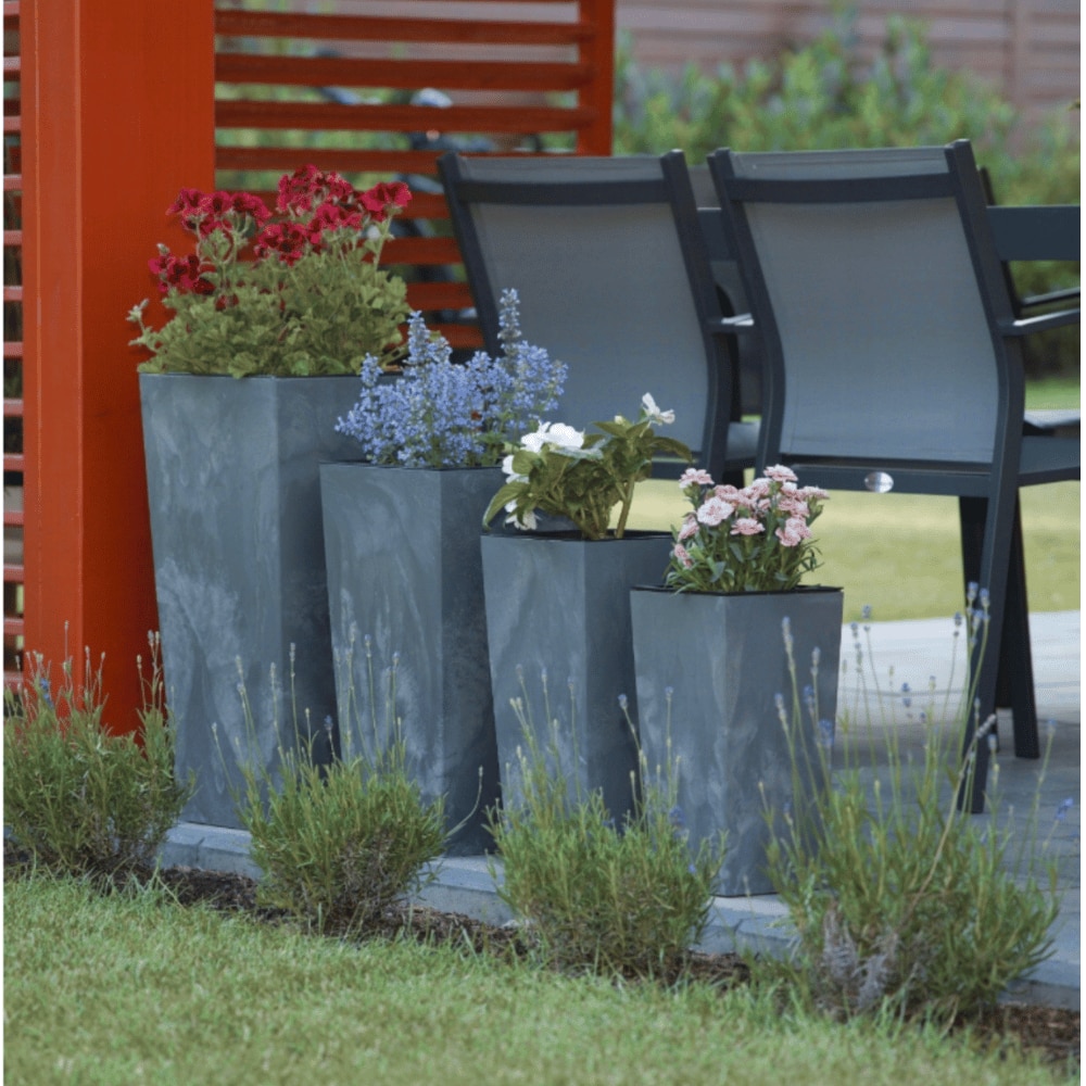 Ghiveci inalt, Whales Things, 30x30x55 cm, Gri - eMAG.ro