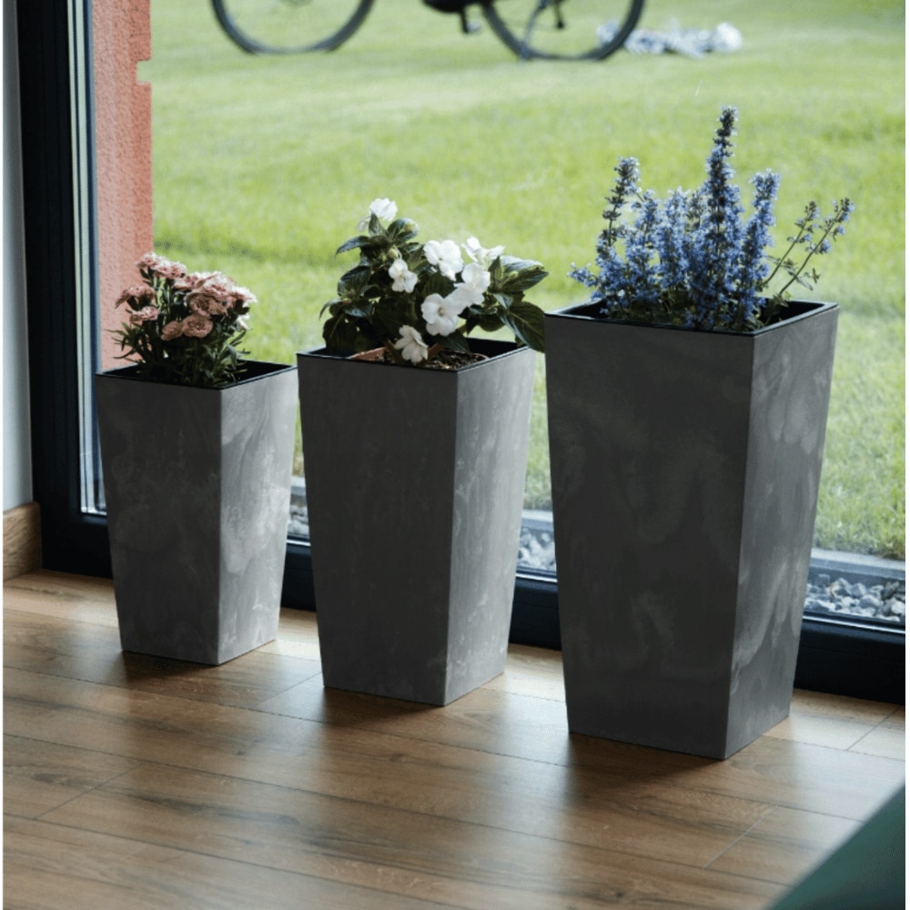 Ghiveci inalt, Whales Things, 30x30x55 cm, Gri - eMAG.ro