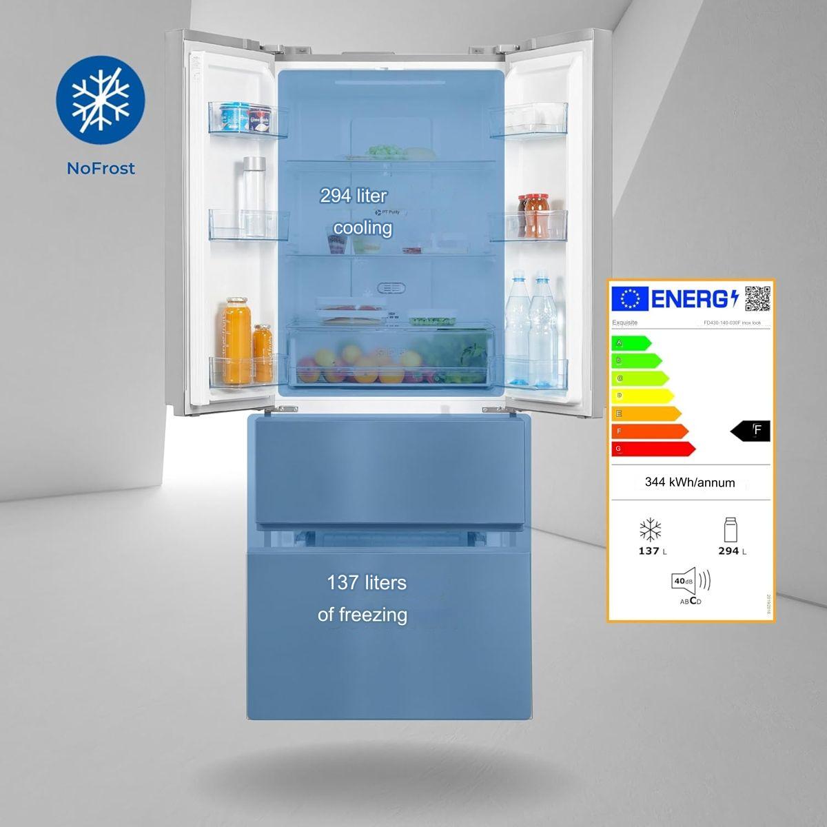 Frigider side by side Exquisit, Frenchdoor, capacitate 444 l, H 181 ...