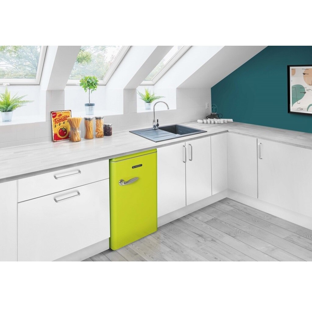 Mini frigider retro Schneider, H 87 cm, volum 109 litri, design vintage ...