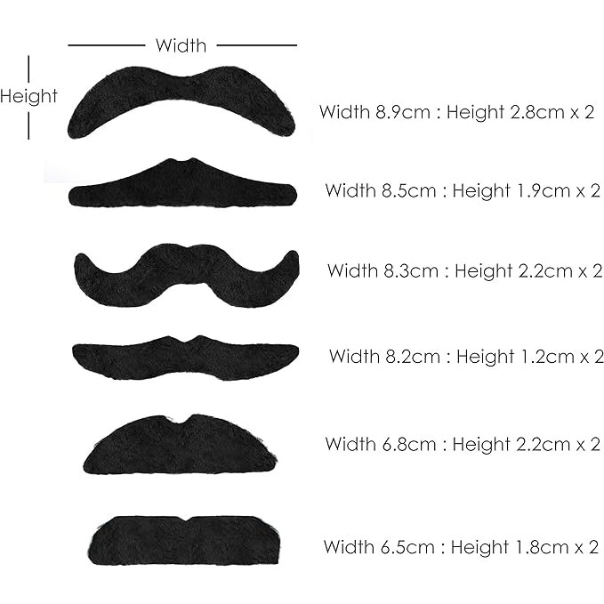 Set 12 mustati false autoadezive, Negru - eMAG.ro