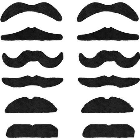 Set 12 mustati false autoadezive, Negru - eMAG.ro