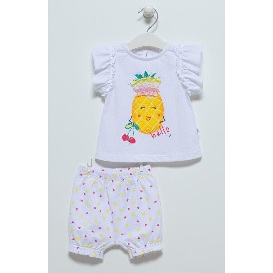 Compleu de vara, bebe, Caramell, Hello, 2 piese, TKK7046, Alb, 80 cm ...