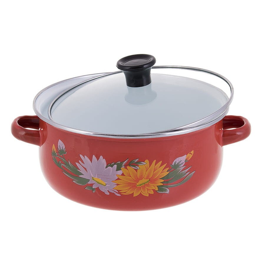 Set de oale emailate Klausberg KB 7170 rosii cu ustensile de bucatarie ...