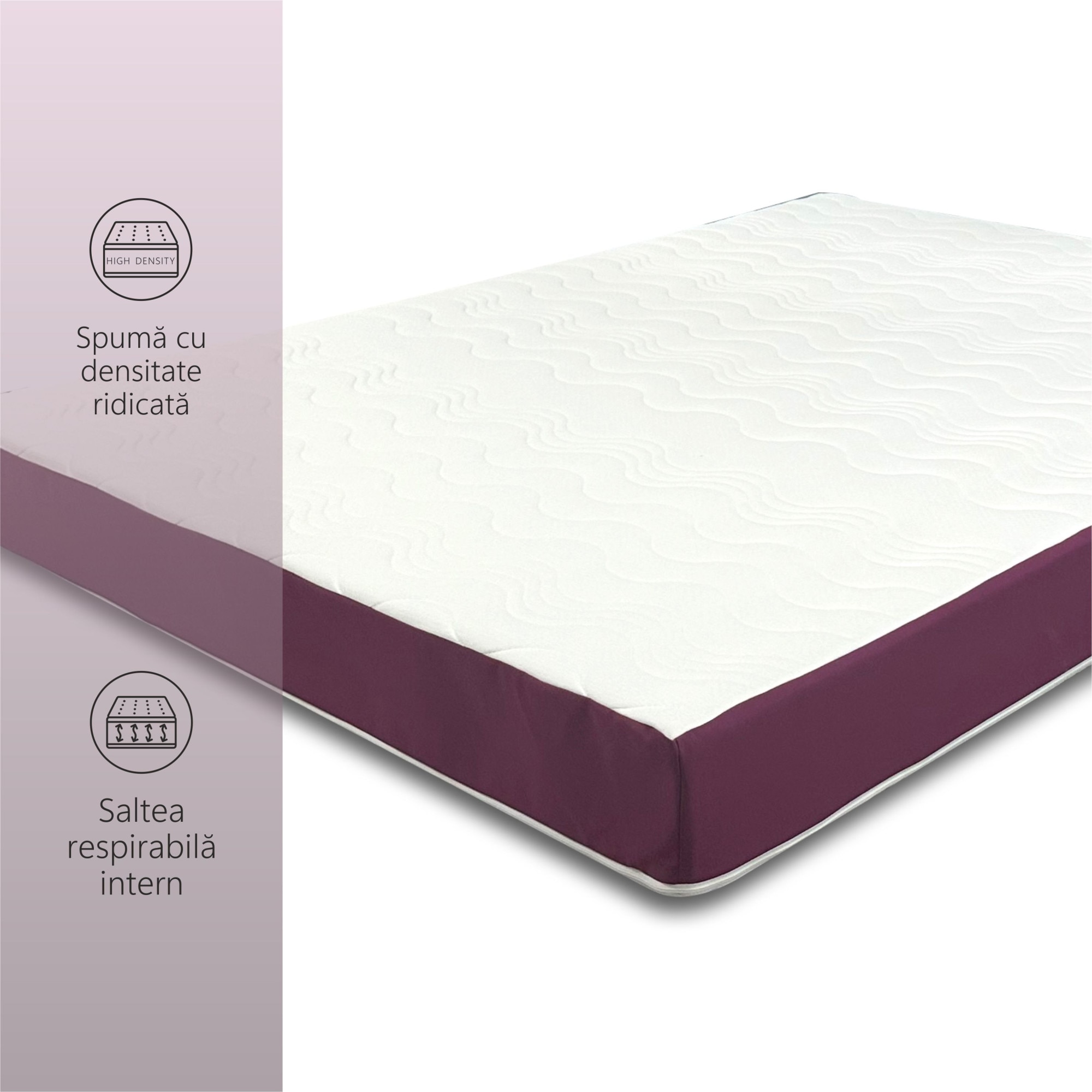 Saltea ortopedica, Best Sleep Color Line Purple, 140x200x20cm, spuma ...
