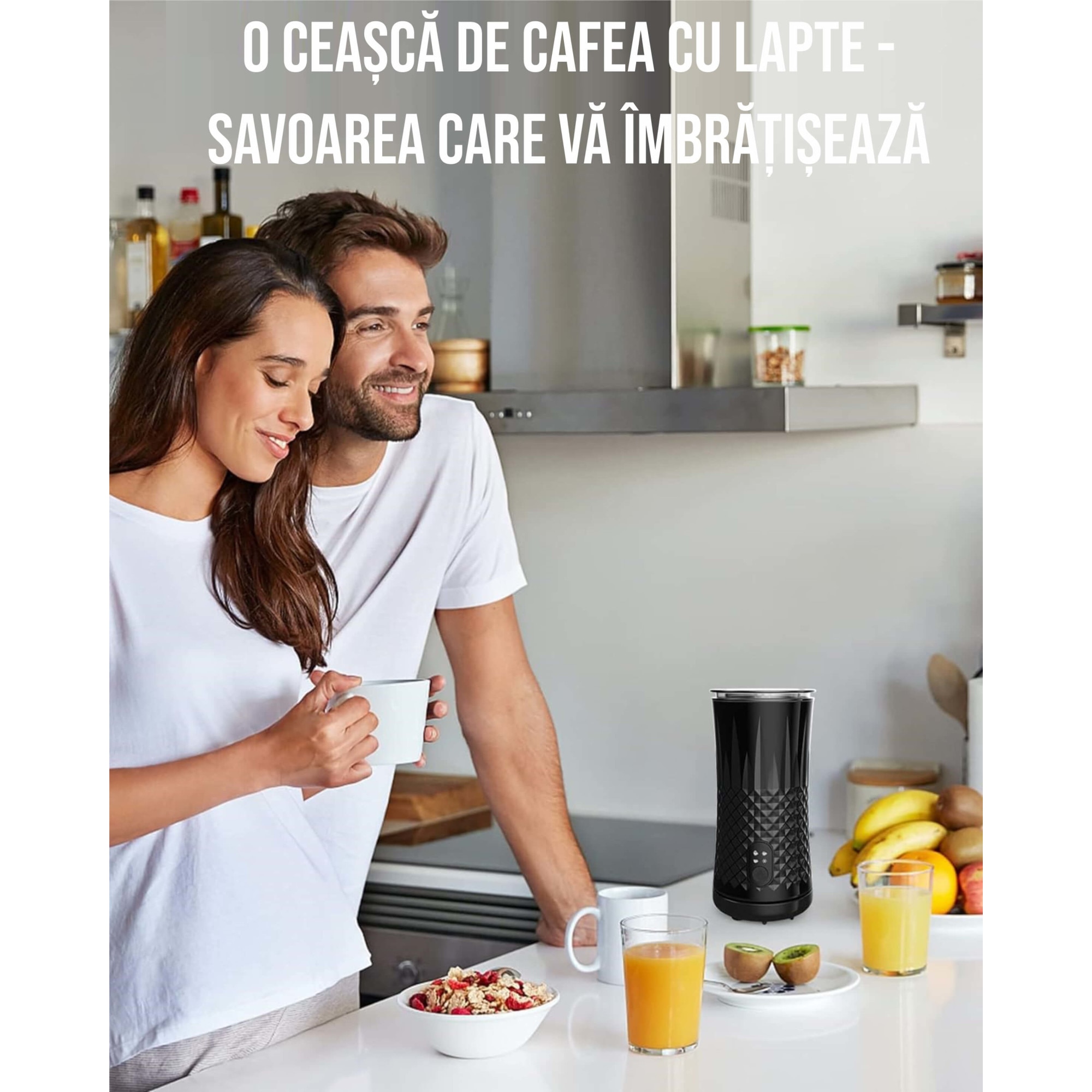 Aparat spuma lapte 4 in 1 pentru cafea tip Milk Frother, GABOS™, 240 ml ...