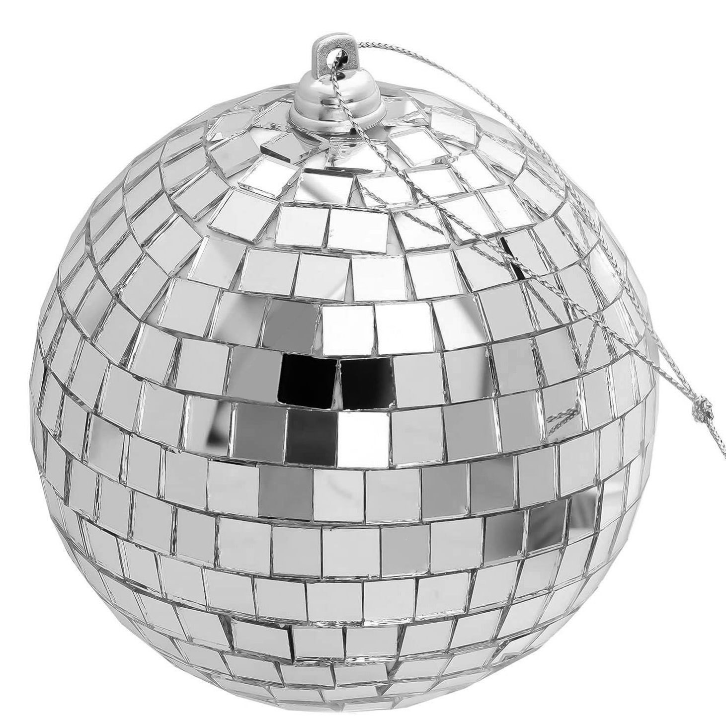 Glob disco, diametru 10 cm, cu aplicatii oglinda, Sticla/Spuma ...