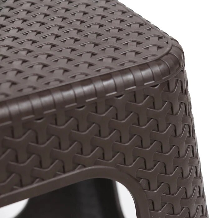 Taburet de gradina, terasa, plastic, cu design de ratan culoare maro ...