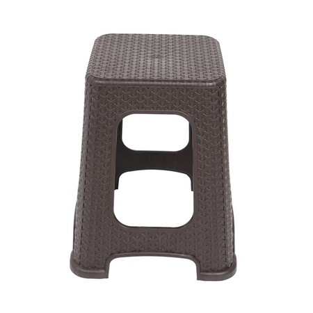 Taburet de gradina, terasa, plastic, cu design de ratan culoare maro ...