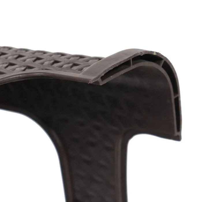 Taburet de gradina, terasa, plastic, cu design de ratan culoare maro ...