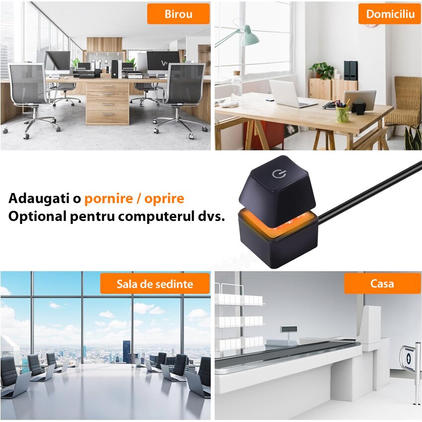 Buton Mecanic ON/OFF PC LED 7 Culori, Chucai, Oprire-Pornire Desktop ...