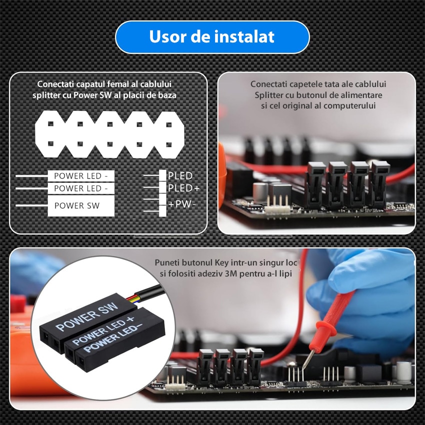 Buton Mecanic ON/OFF PC LED 7 Culori, Chucai, Oprire-Pornire Desktop ...