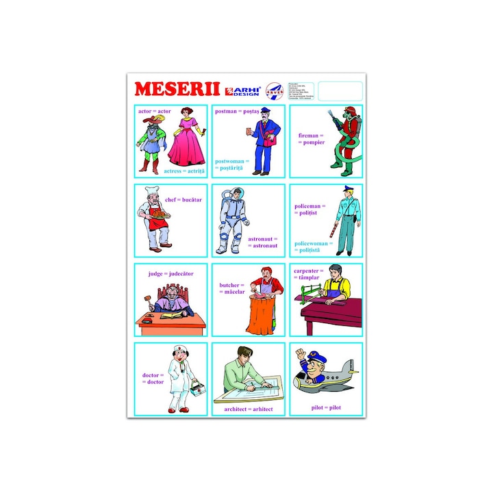 Plansa Meserii A4, Limba Romana/Engleza - eMAG.ro