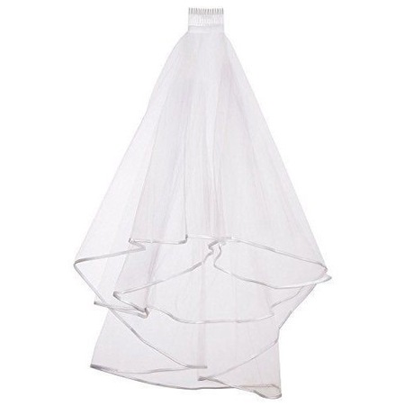 Voal de mireasa cu pieptene, Tul, 60-80 cm, Alb - eMAG.ro