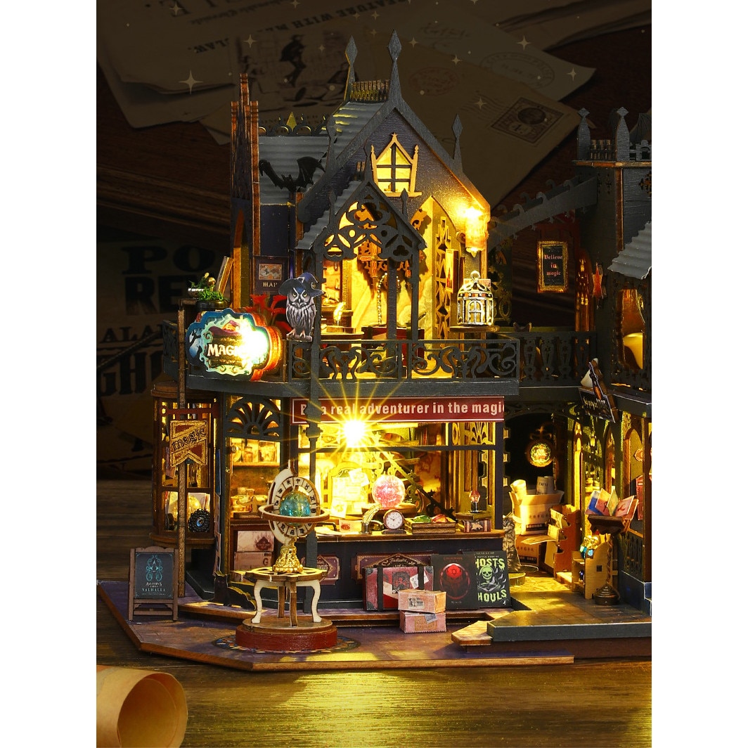 Puzzle jigsaw 3D, casa DIY, oras magic holo, cu iluminare cu lumina led ...