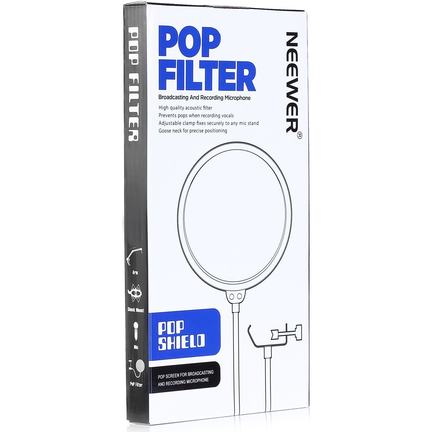 Pop filter Neewer pentru Microfon de Studio, cu brat elastic, Rosu ...