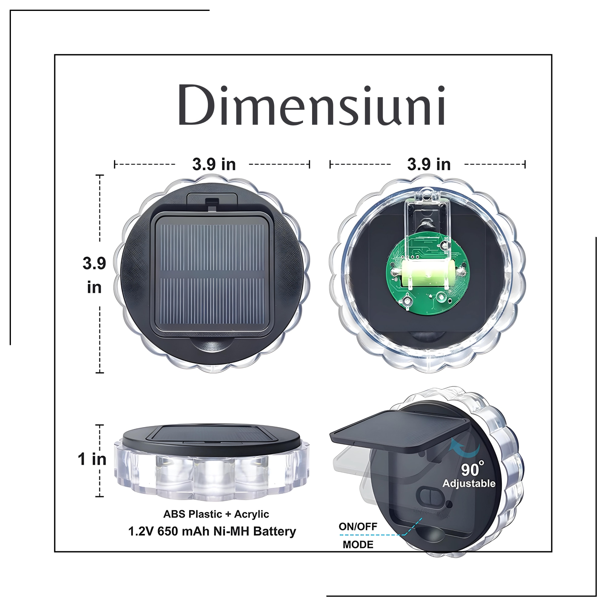 Lampa solara de perete cu panou reglabil si 8 moduri de iluminare ...
