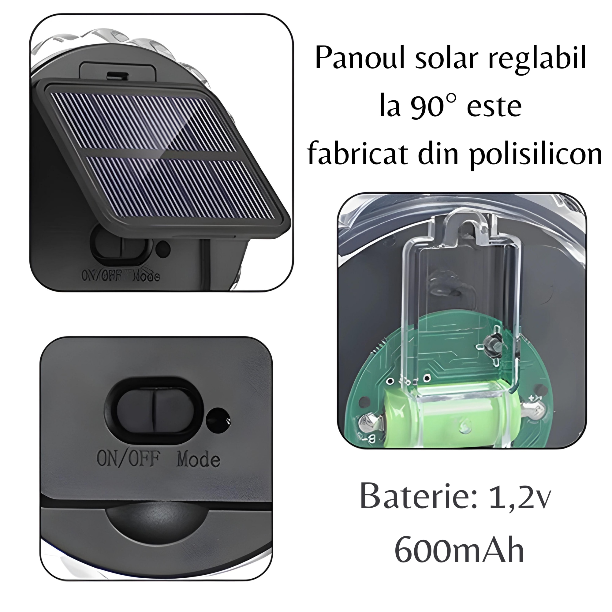 Lampa solara de perete cu panou reglabil si 8 moduri de iluminare ...