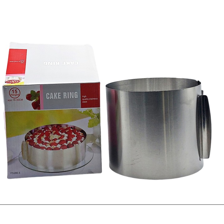 Inel reglabil pentru tort, Inox, diametru 16 - 30 cm, Inaltime 15 cm ...