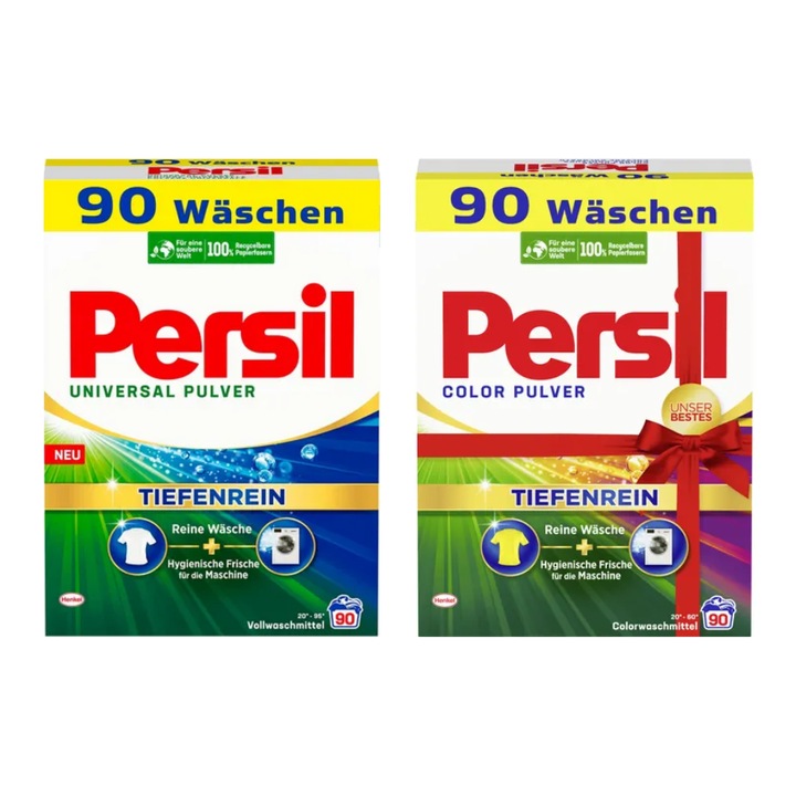 Set 2 detergenti rufe Persil Universal si Color, 180 spalari, 2x5.4kg ...