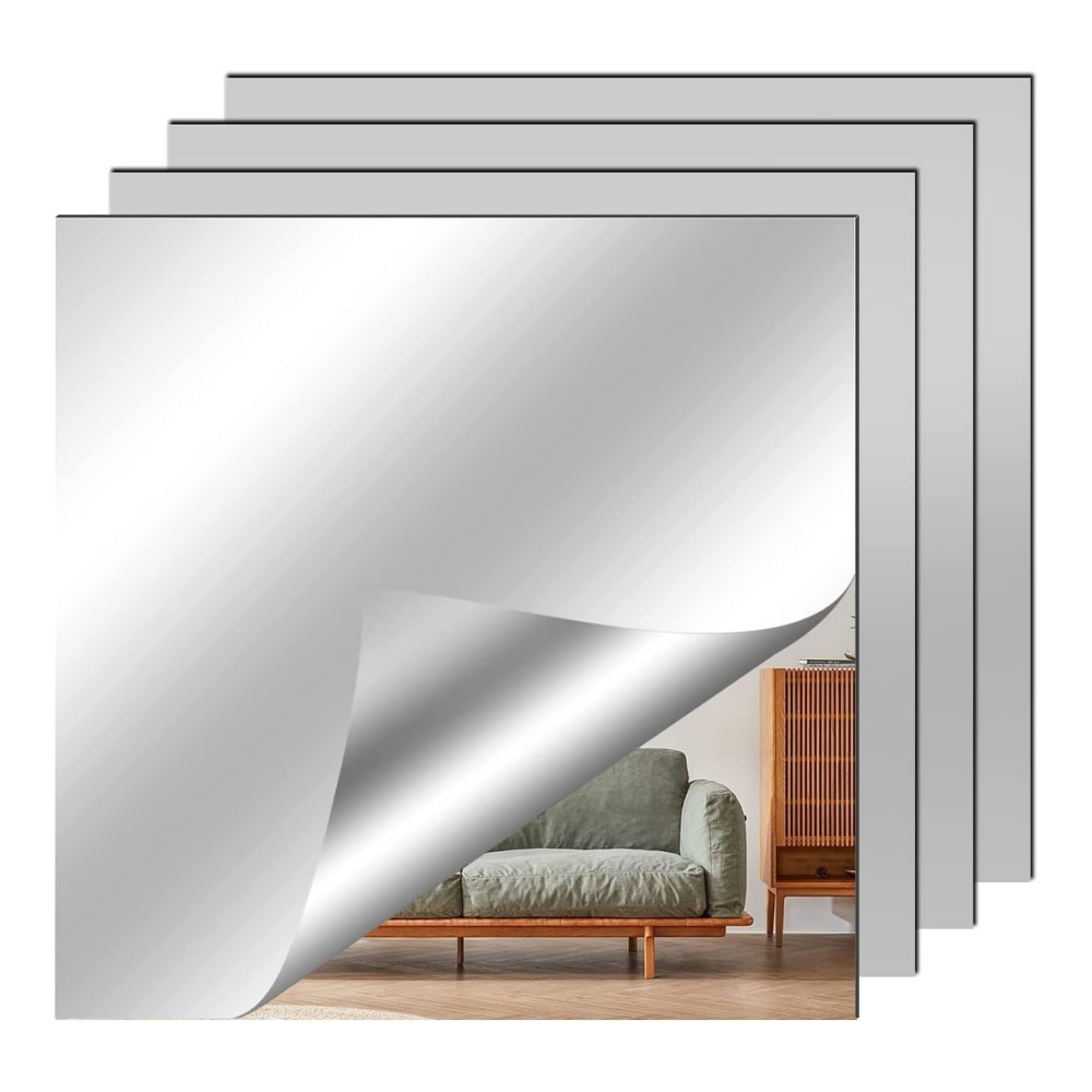 Set 4 autocolante de perete tip oglinda, MunDeir, 30 x 30 cm - eMAG.ro